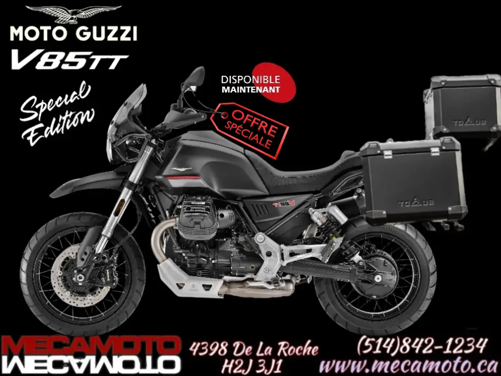 Moto Guzzi V85tt Spécial édition noir mat 2022 neuf à Montréal - Mecamoto